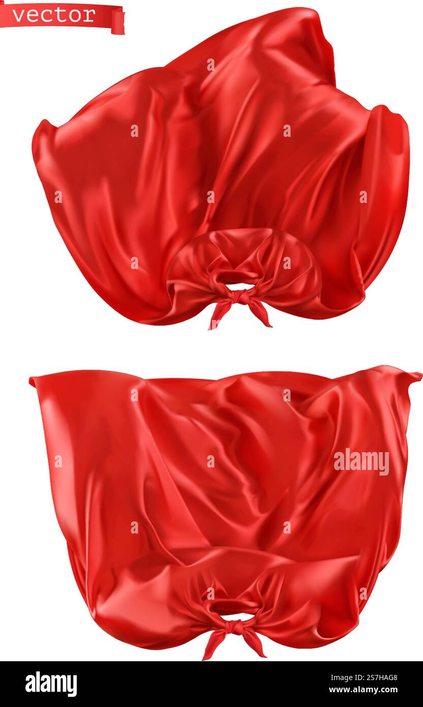 Superhero, red cape front view. 3d realistic vector Stock Vector Image ...