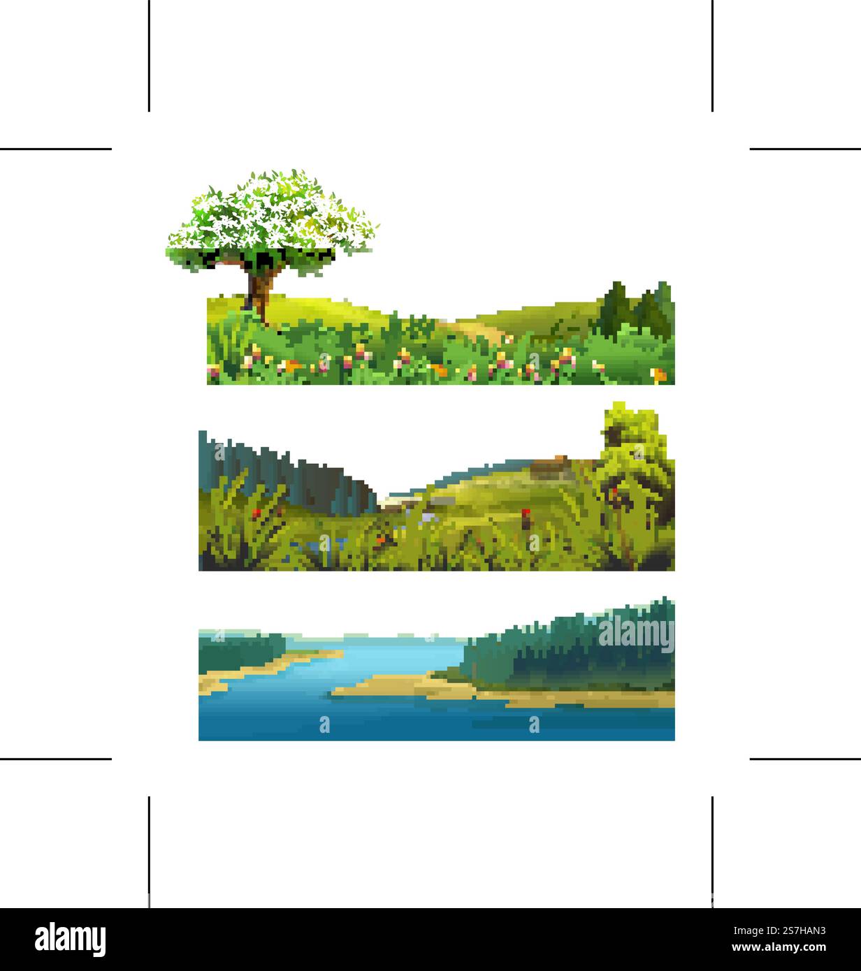 Nature landscape, vector set Stock Vector Image & Art - Alamy