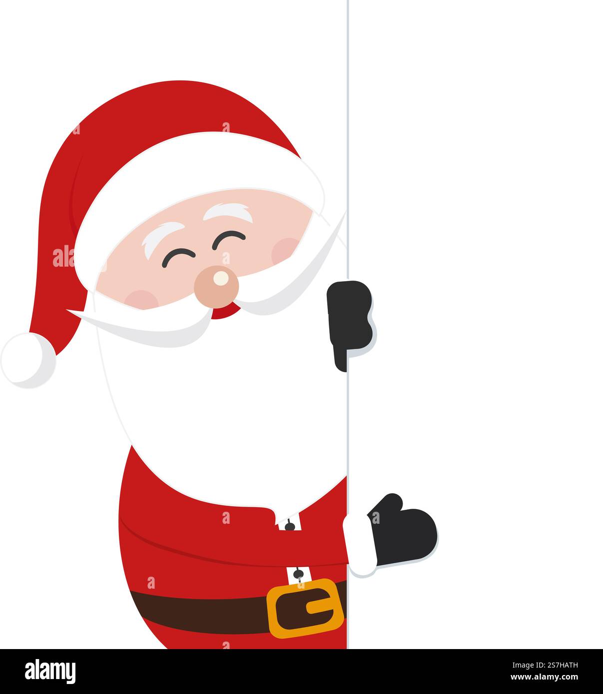 santa claus behind banner sign isolated white background Stock Vector ...