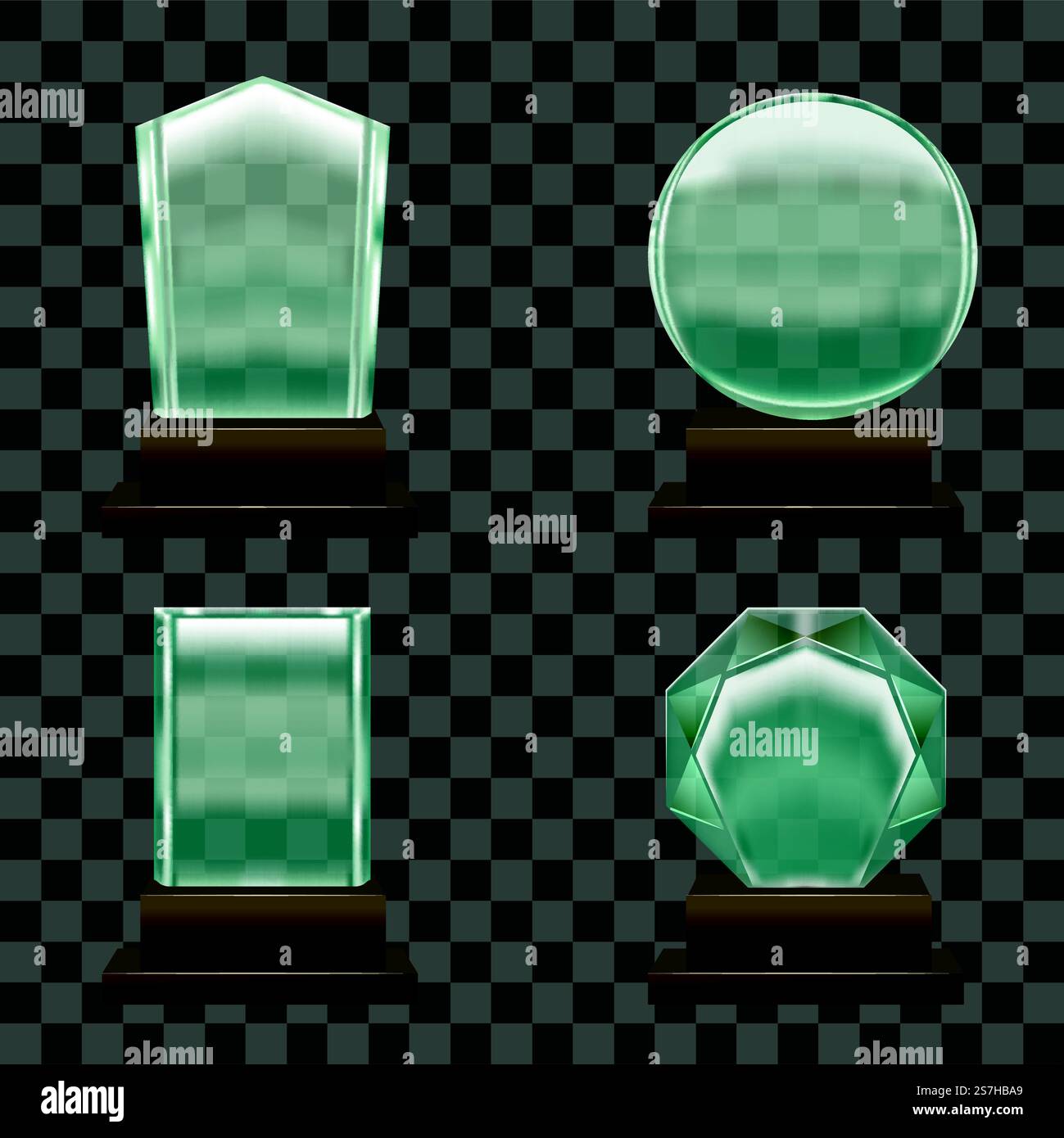 Realistic Glass or Crystal Prizes Set on Transparent Background Symbol ...