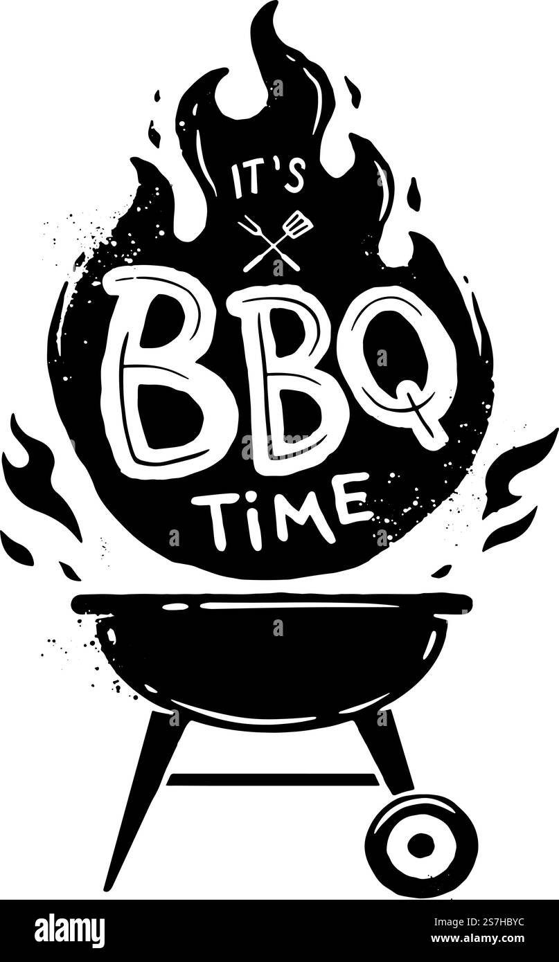BBQ time. Barbecue party. Vintage poster. Memorial day Stock Vector ...