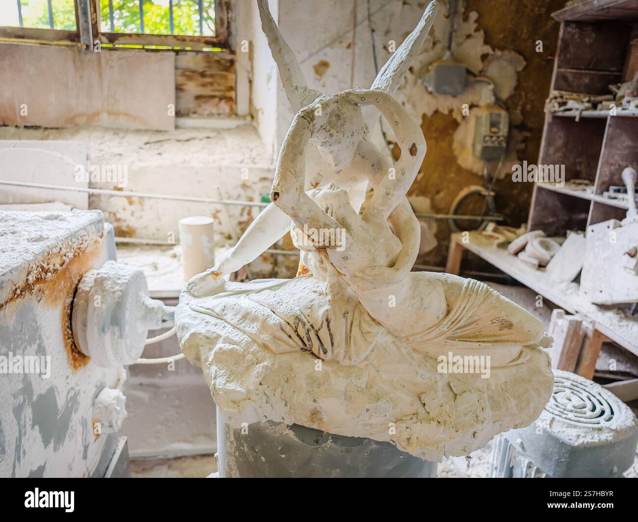 Workshop of gypsum alabaster rock in Volterra, Italy, Tuscany region ...