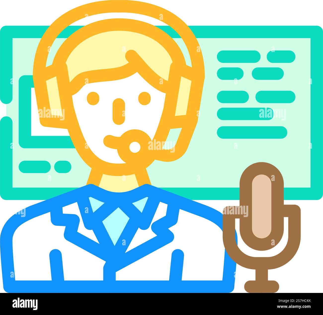 commentator news media color icon vector. commentator news media sign ...