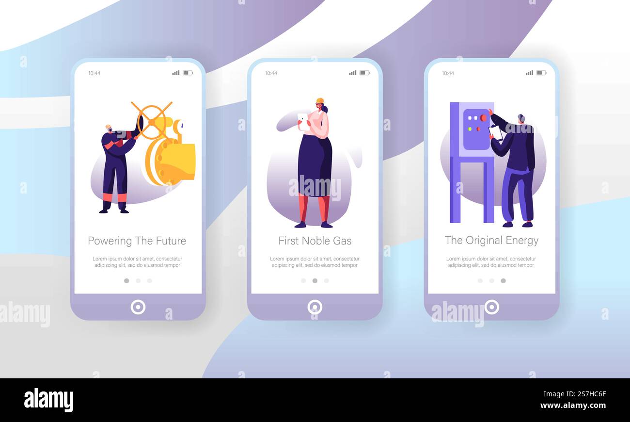 Gas industry mobile app page onboard screen set hi-res stock photography and images - Alamy