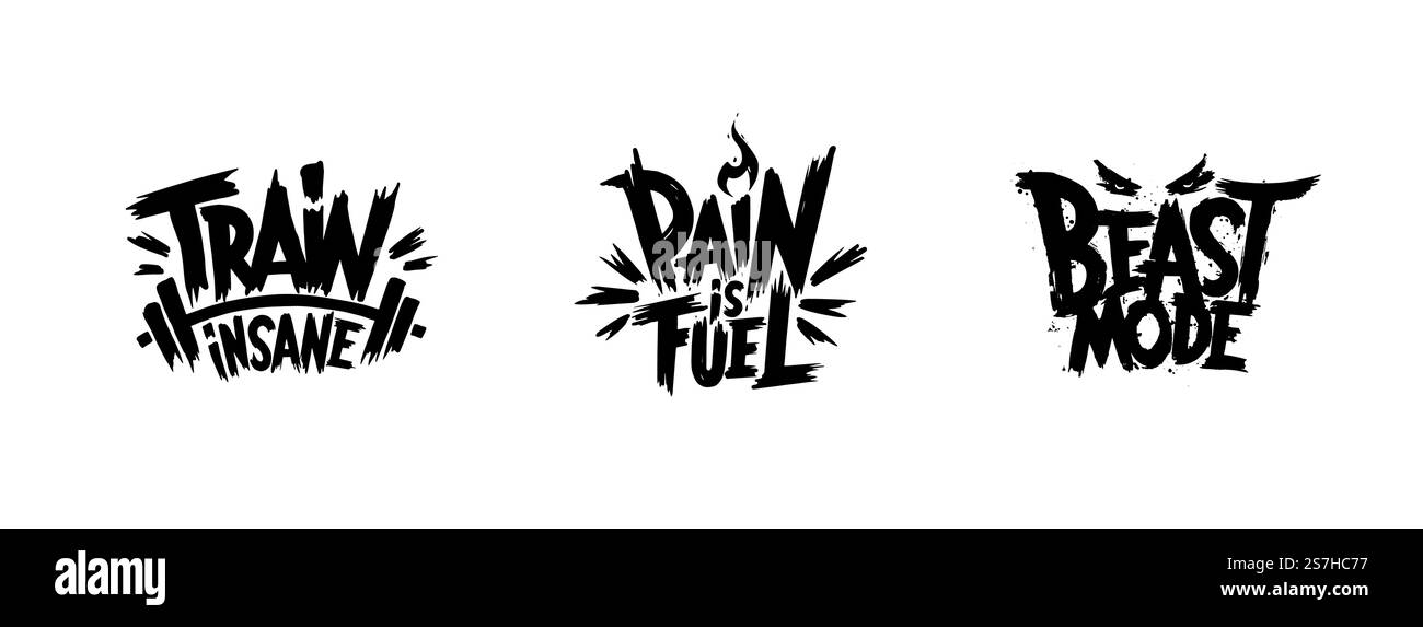 Gym motivation t-shirt print, logo, emblem. Lettering. Hand drawn ...