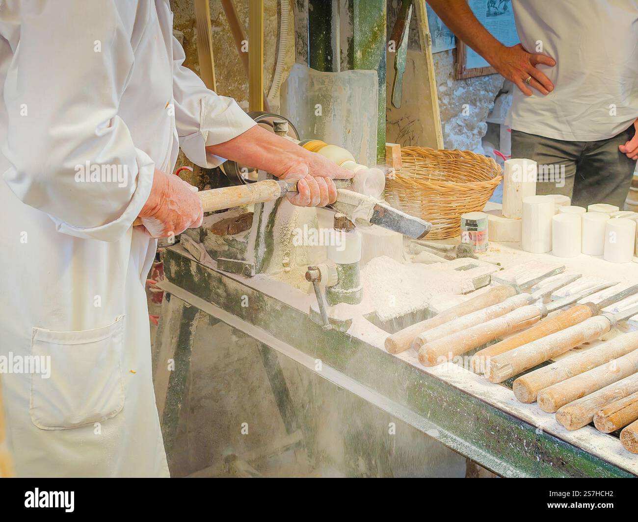 Workshop of gypsum alabaster rock in Volterra, Italy, Tuscany region ...