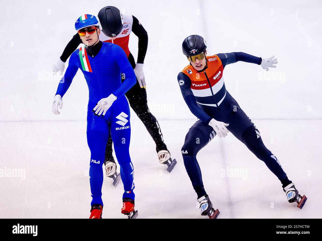 DRESDEN - Jens van t Wout and Pedro Sighel cross the finish line during ...
