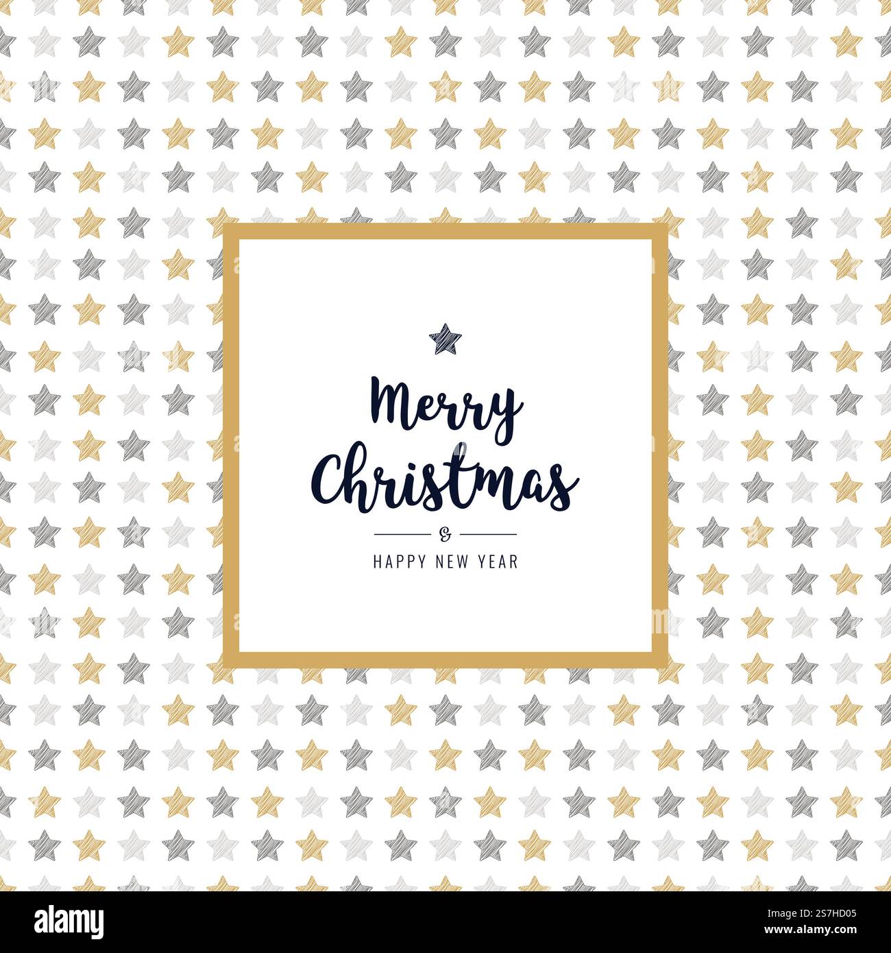 christmas scribble stars pattern golden card greeting text isolated ...