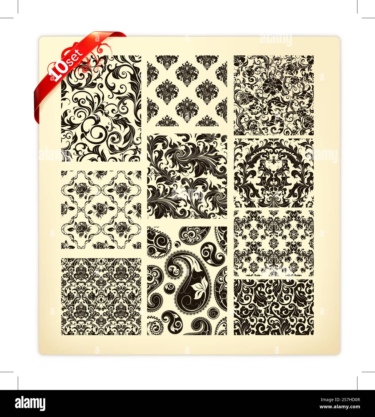 Set of ten patterns, black silhouettes part1 Stock Vector Image & Art ...