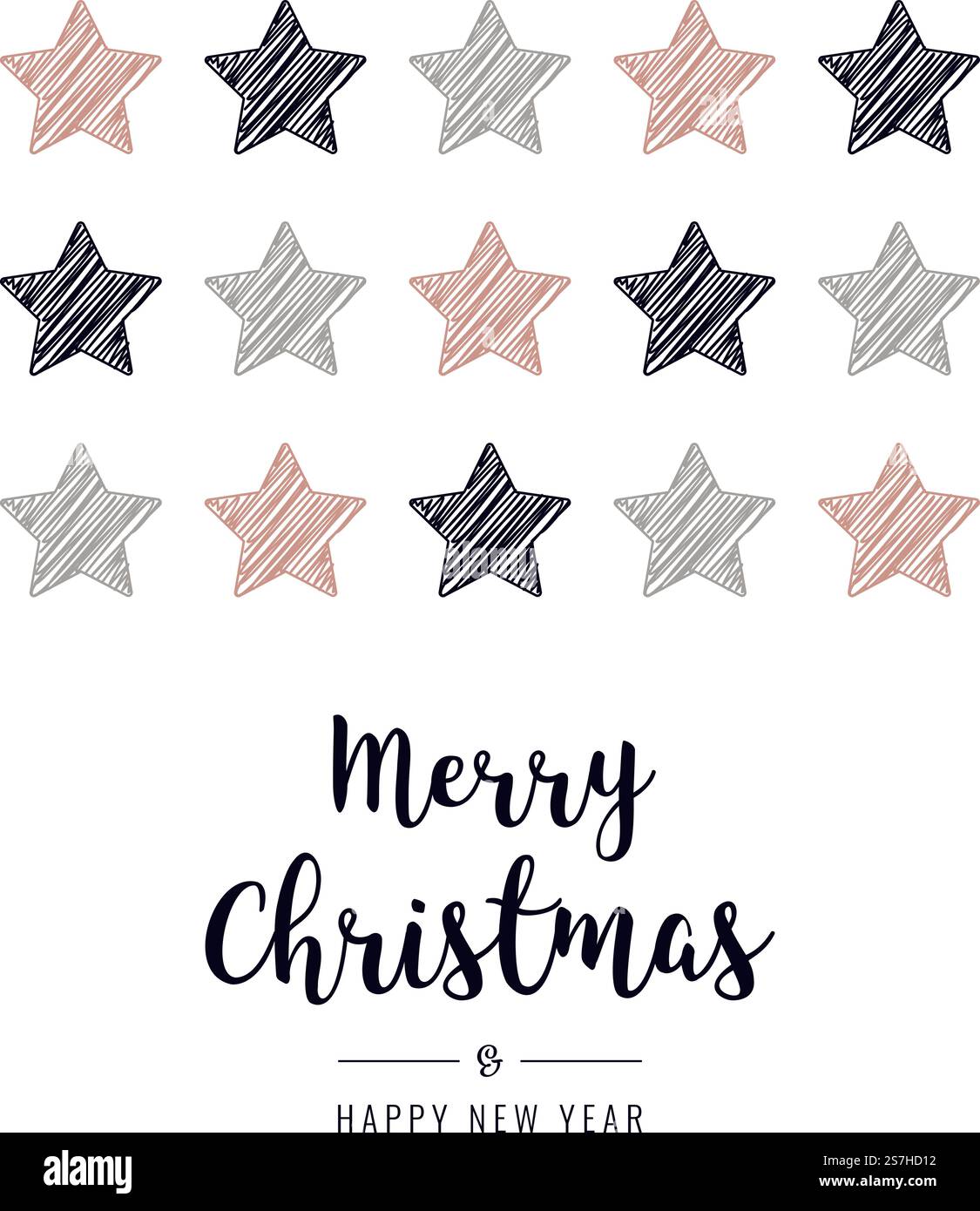 christmas trees scribble drawing greeting isolated background Stock ...