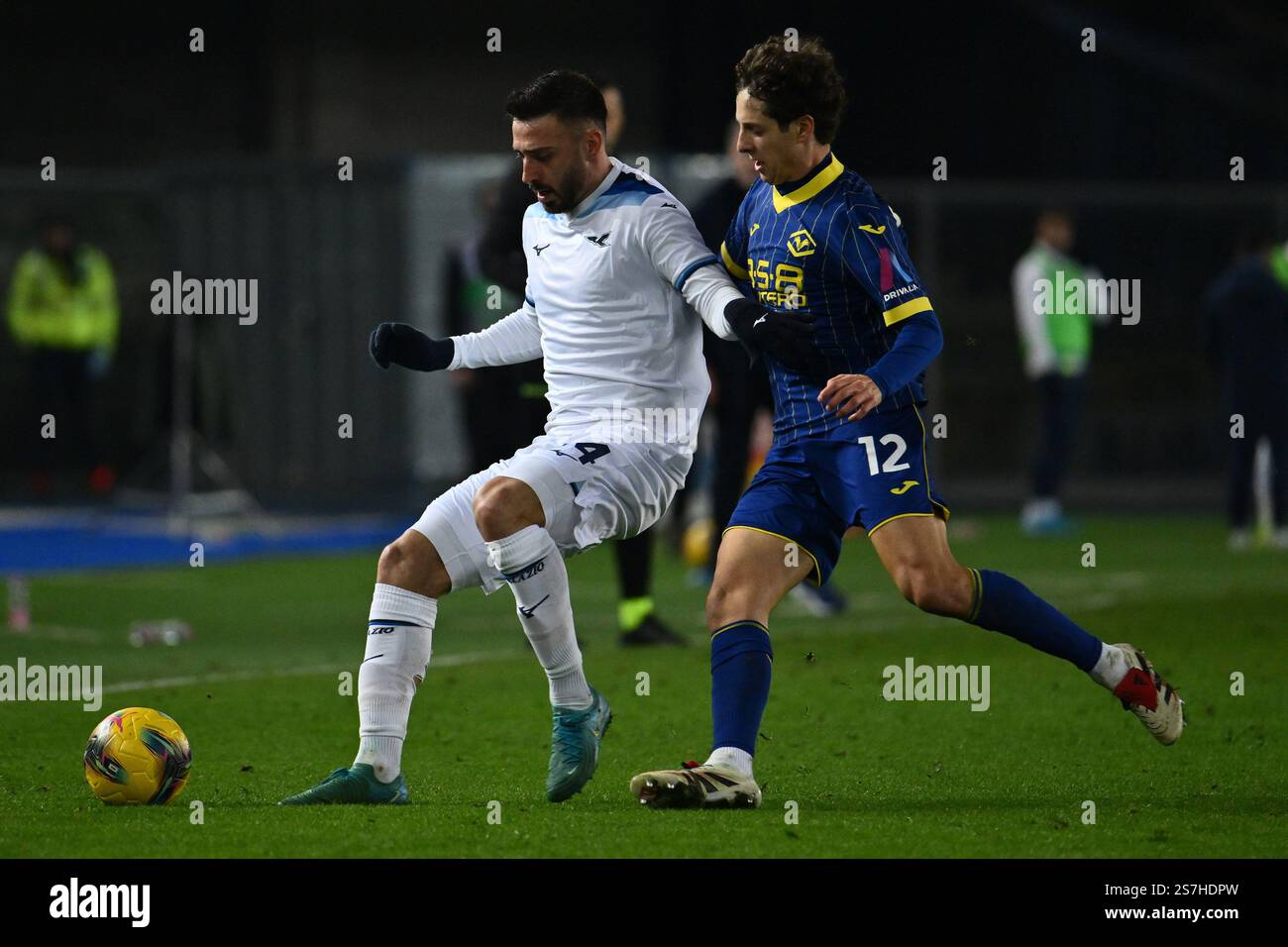 Verona, Italy. 19th Jan, 2025. Mario Gila of S.S. Lazio and Domagoj ...