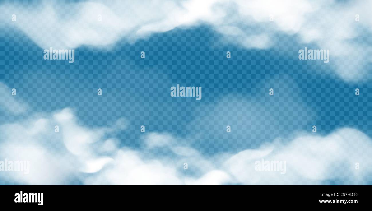 Realistic white cumulus clouds on transparent background. Vector ...