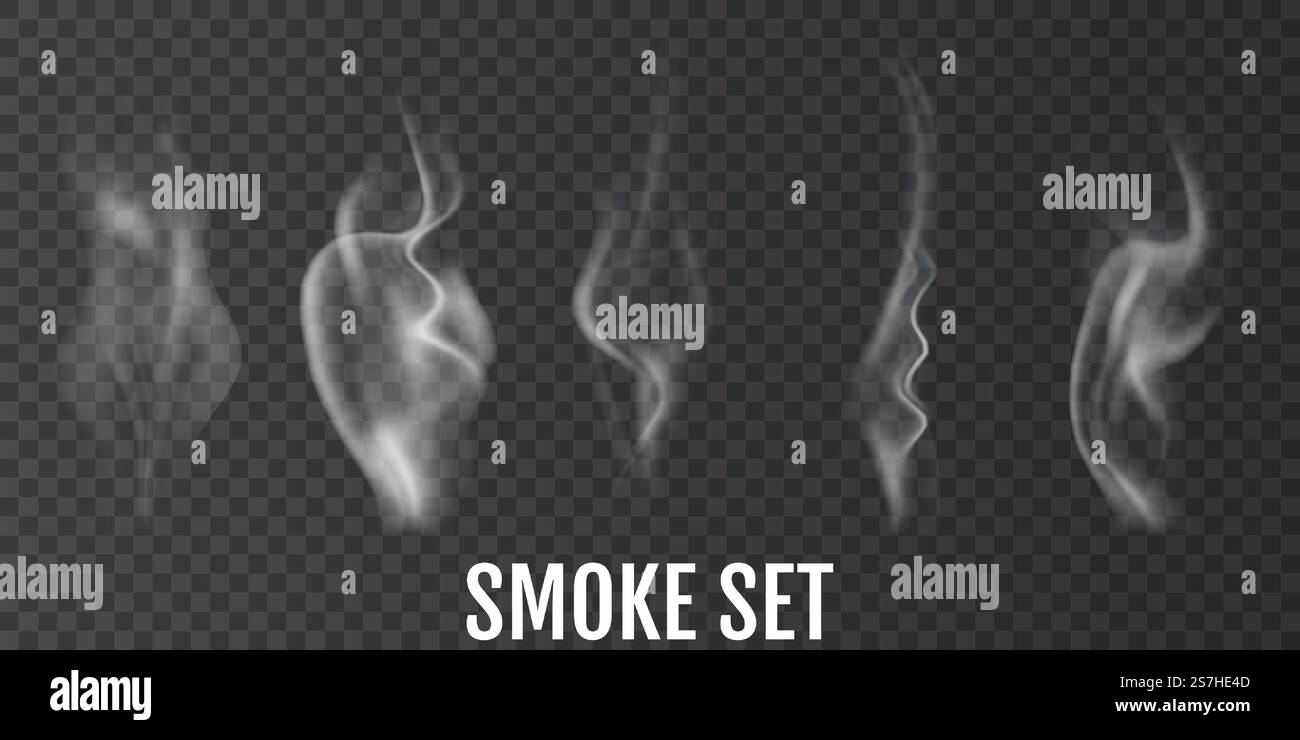 Cigarette smoke. Set of realistic smoke or steam texture, created with ...
