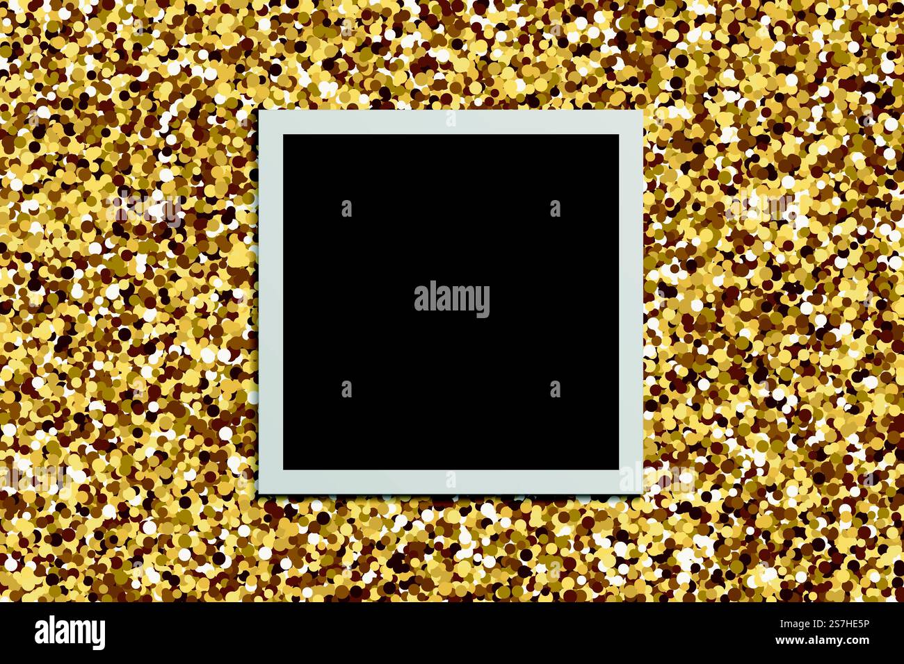 Realistic square foto frame with shadows on gold glitter texture ...