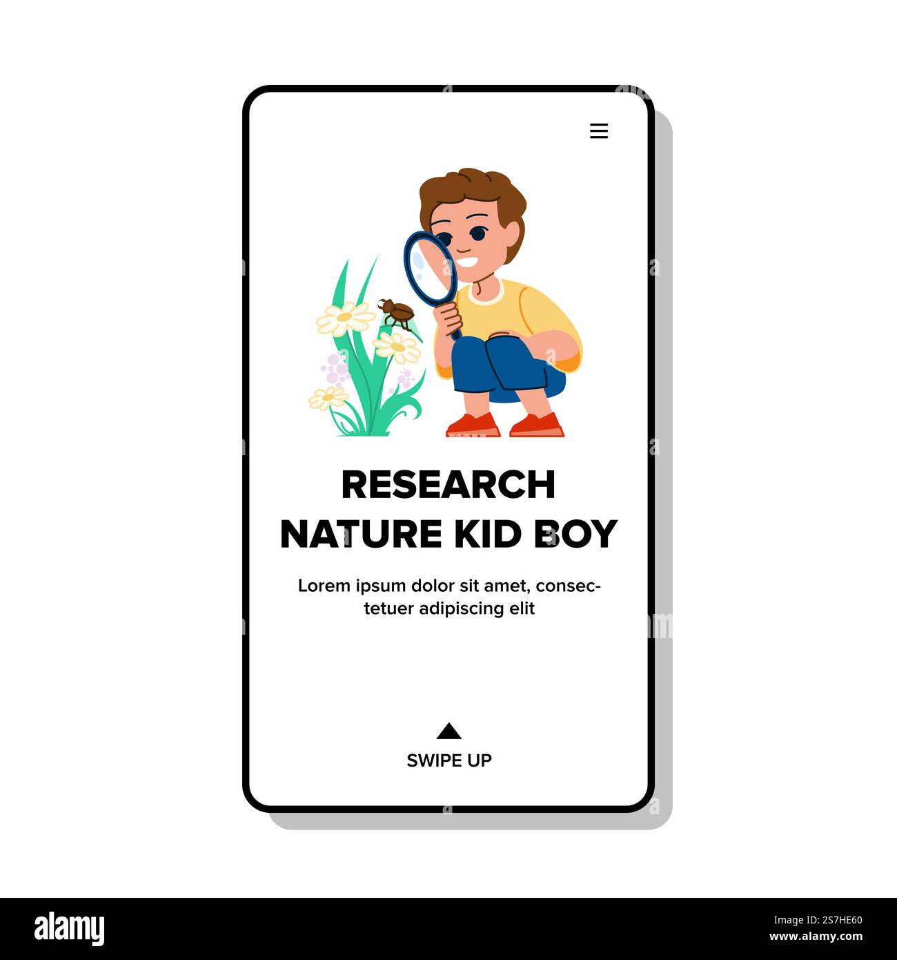 research nature kid boy vector. education summer, curiosity childhood ...