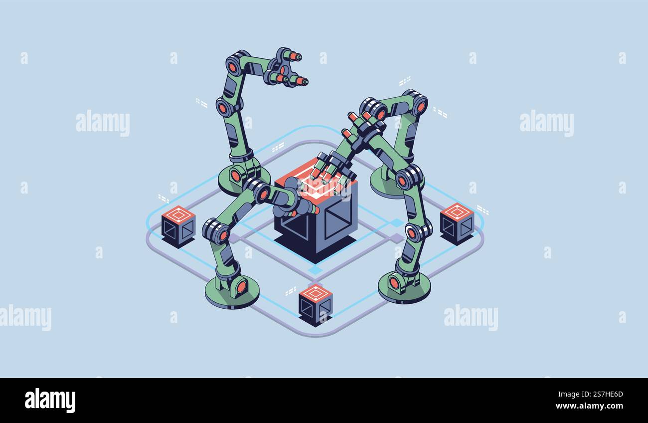 Mechanical hand. Industrial robot manipulator. Modern industrial ...
