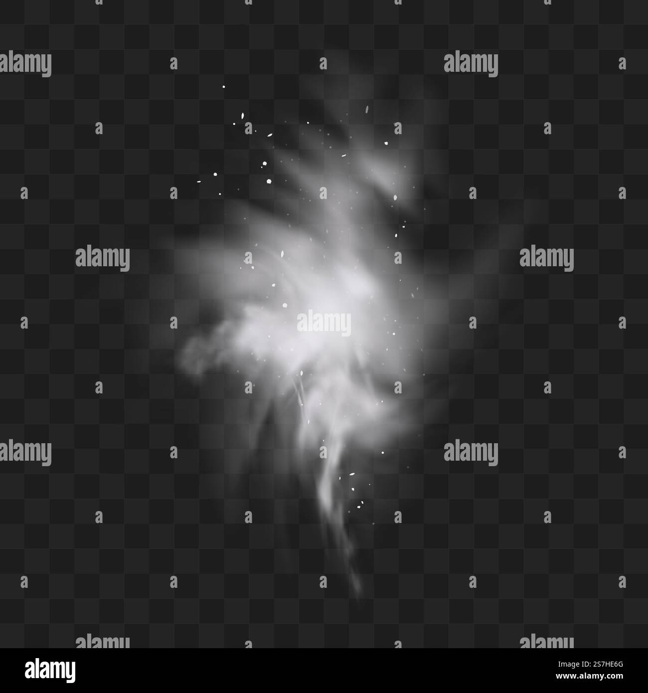 White snow explosion with particles and snowflakes splash isolated on ...