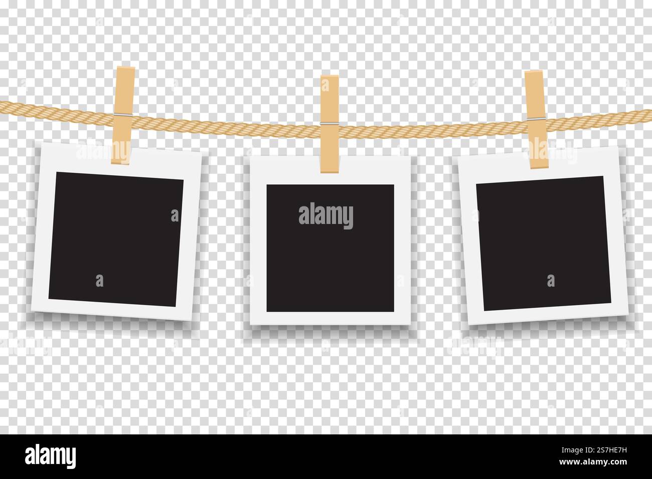 Hanging photo frame on ribbon Stock Vector Images - Alamy