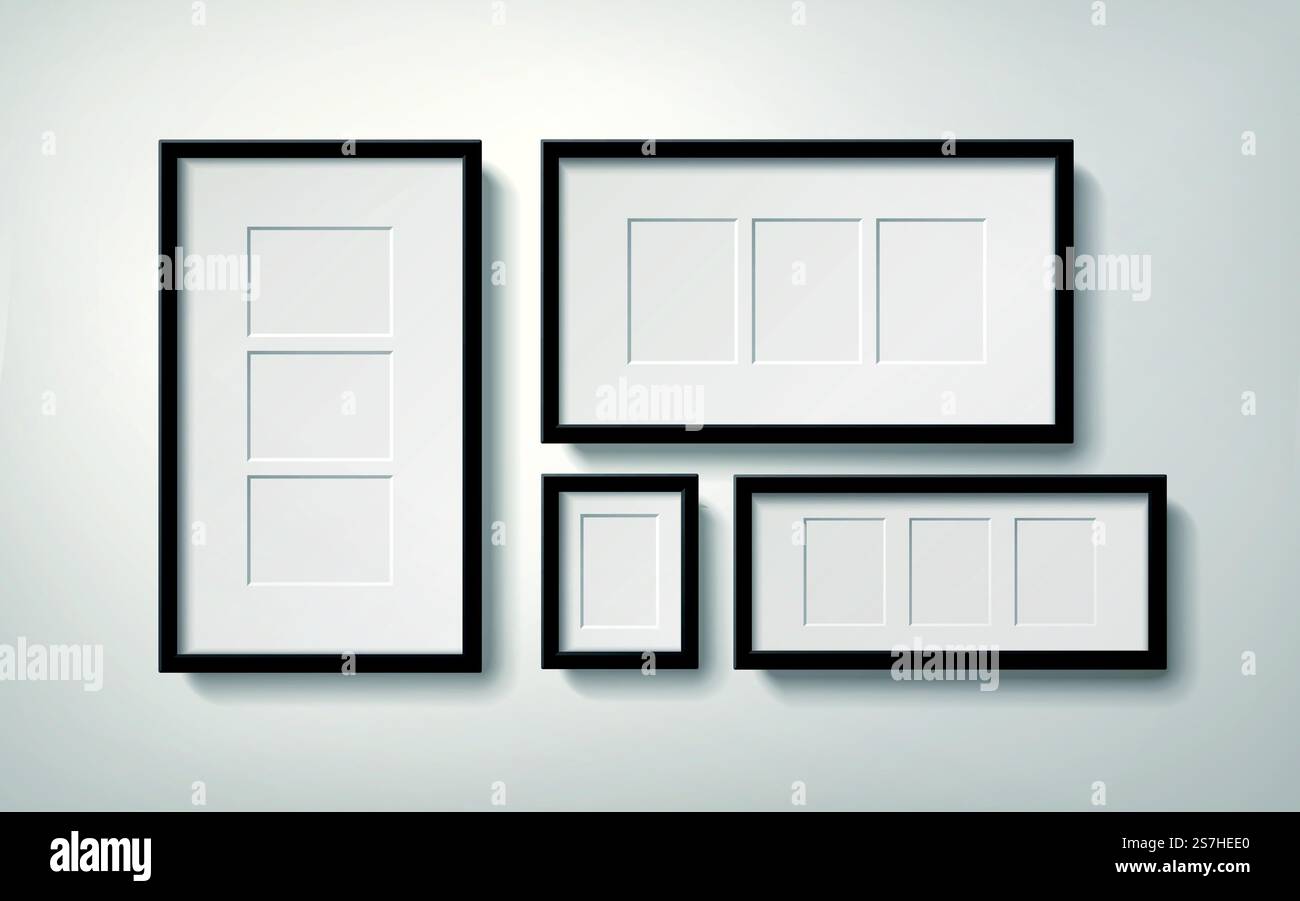 Blank picture frames with several spaces for placing photos, 3d ...