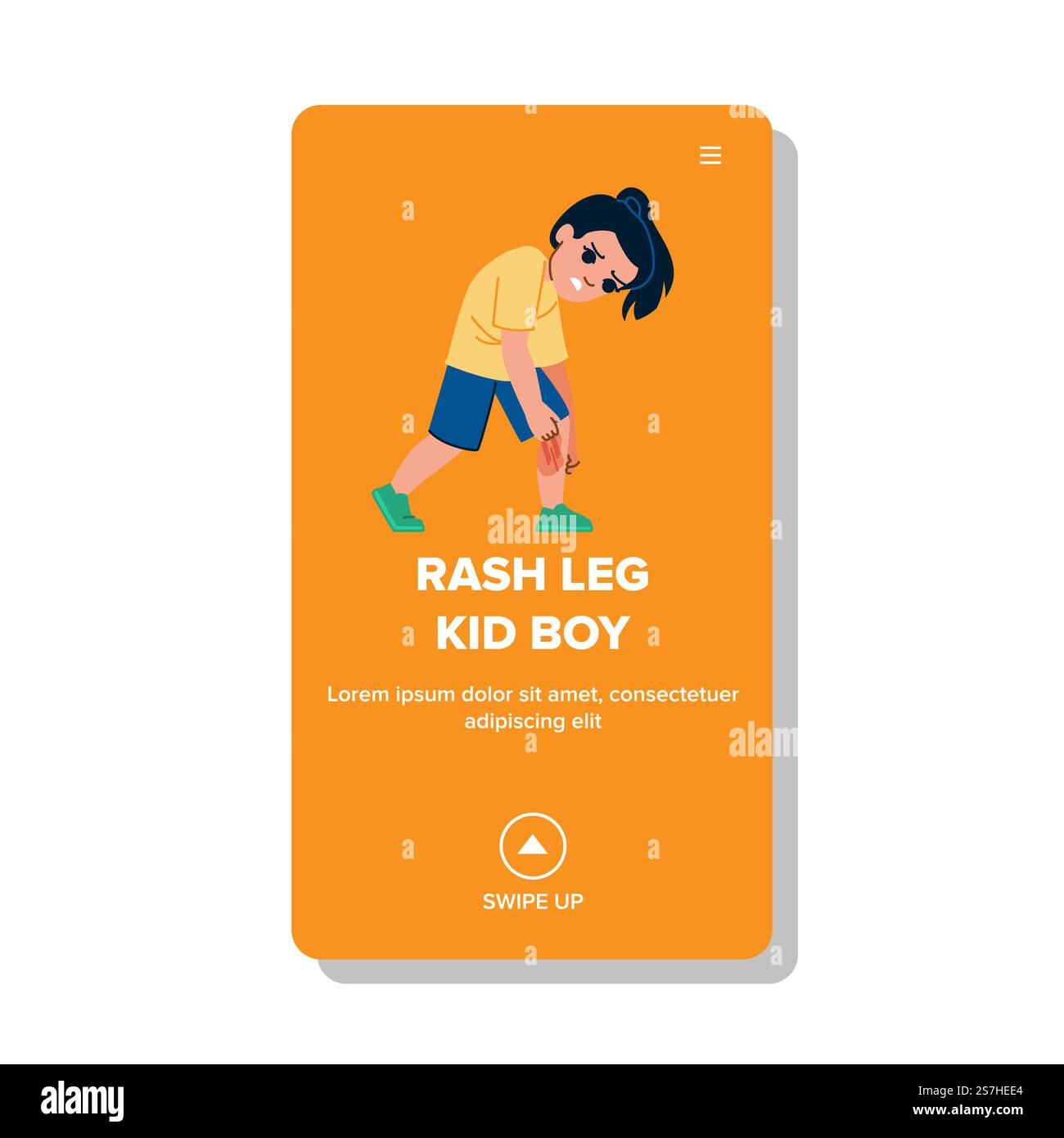 rash leg kid boy vector. health skin, disease care, pain baby, medical ...