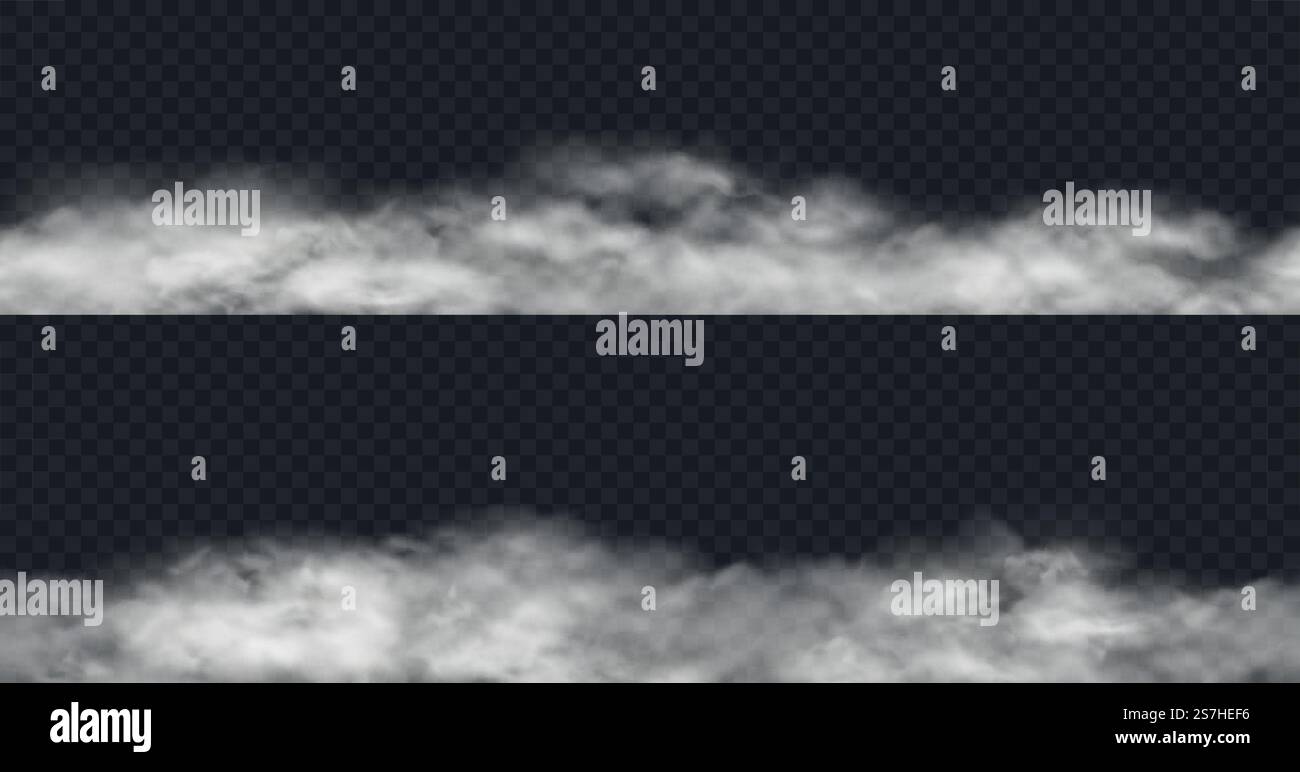 Fog or smoke seamless borders, isolated on transparent background ...