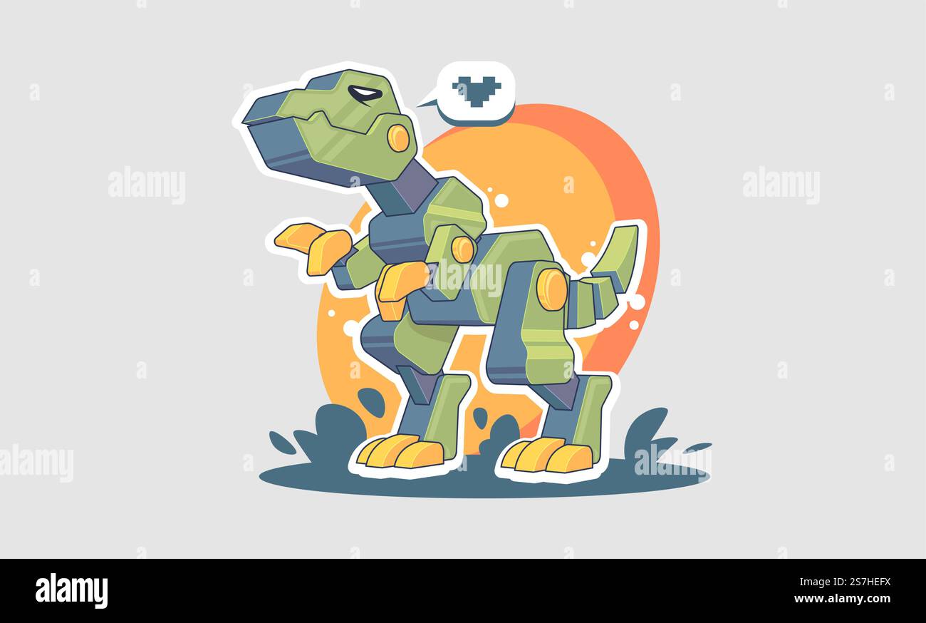 Mechanical T-rex cartoon illustration. Dinosaur robot mascot design ...