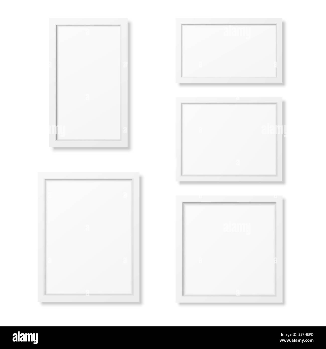 Realistic blank picture frame templates set isolated on white ...
