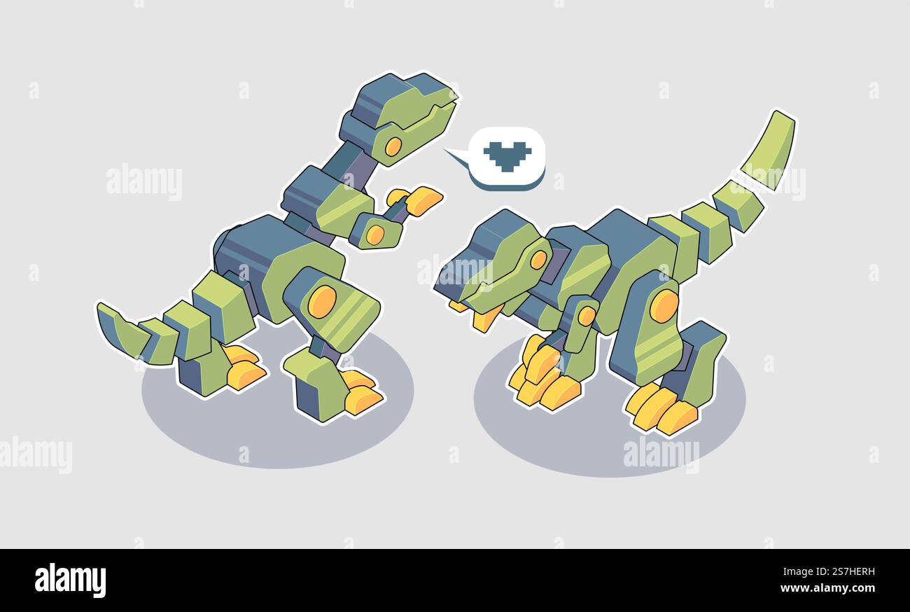 Mechanical T-rex cartoon illustration. Dinosaur robot mascot design ...