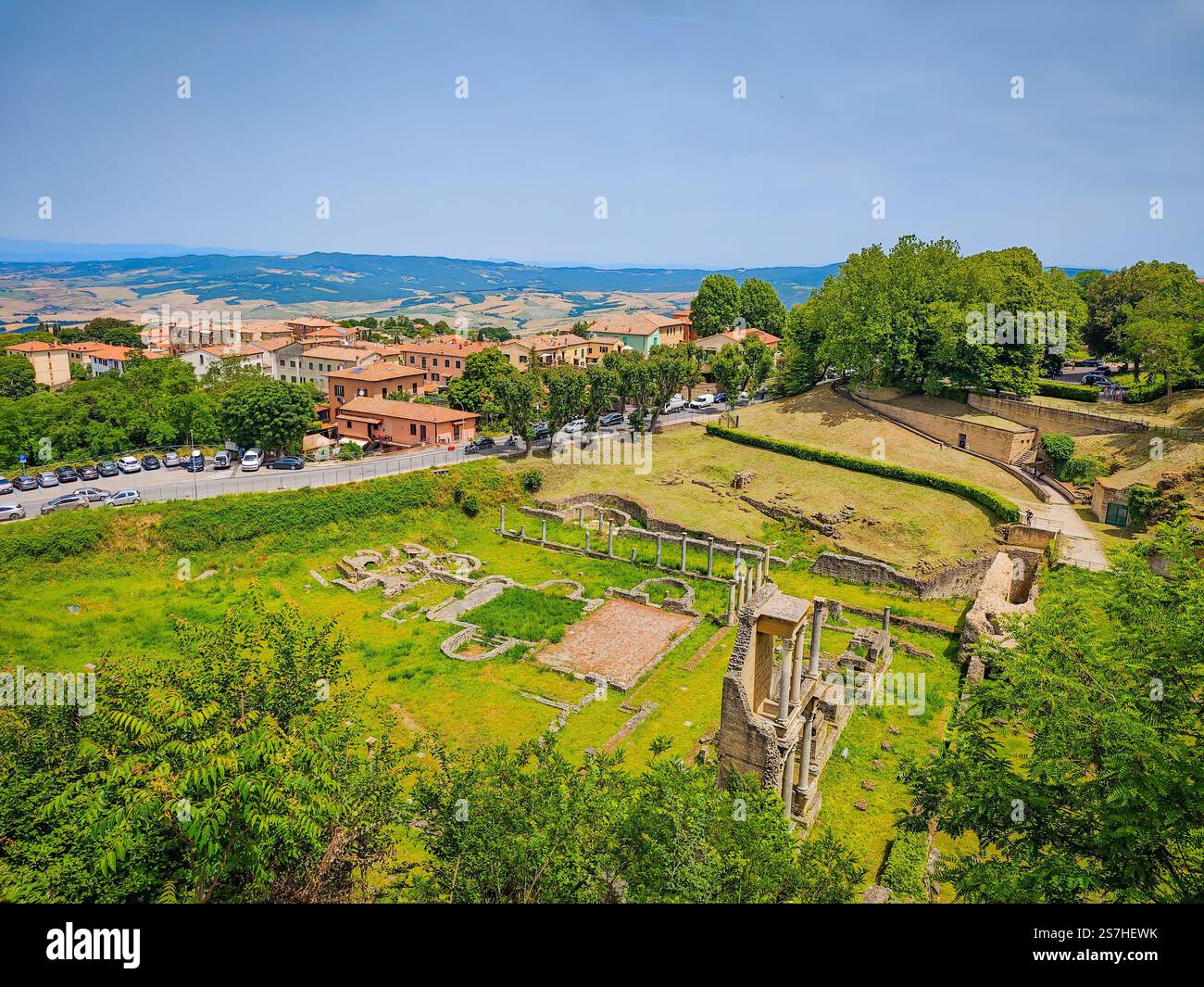 Volterra, Tuscany. The Roman theatre ruins in Volterra, medieval Tuscan ...