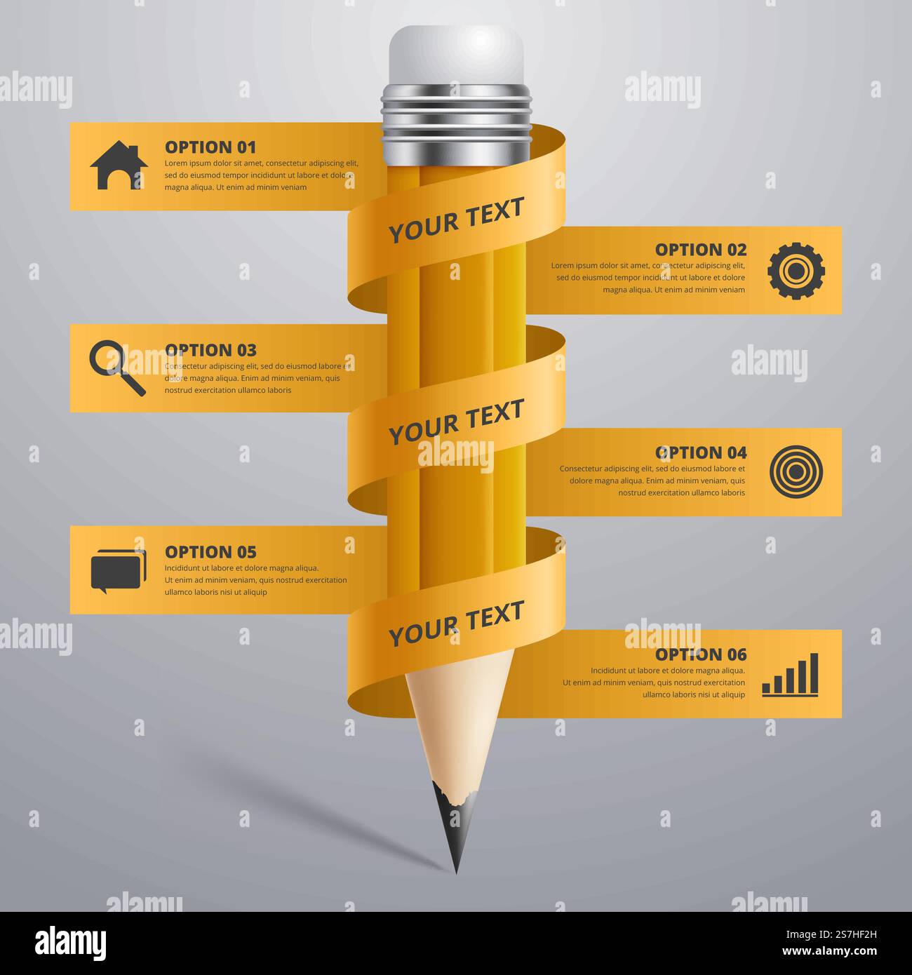 Education pencil Infographics step option Stock Vector Image & Art - Alamy