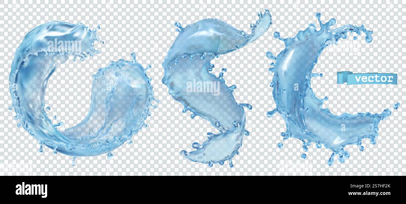 Water splash. 3d realistic vector set Stock Vector Image & Art - Alamy