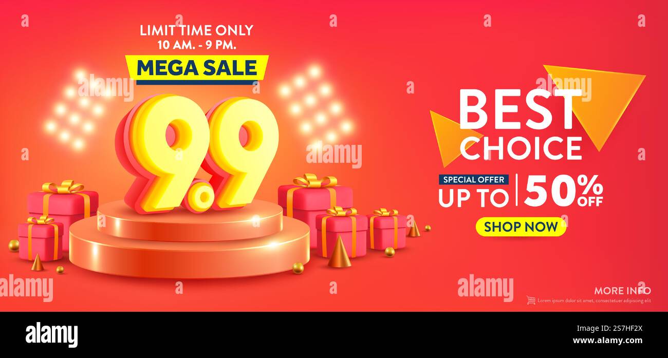 Vector of 9.9 Shopping day Poster or banner with number 9 over on ...