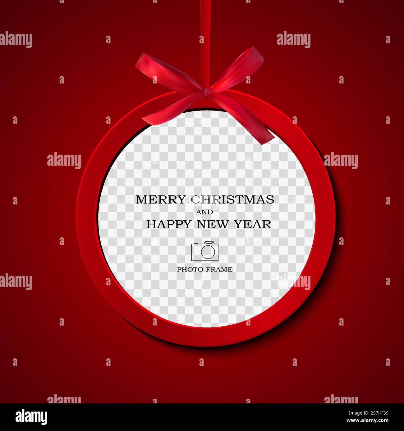 Merry Christmas and Happy New Year Photo Frame Template. Vector ...