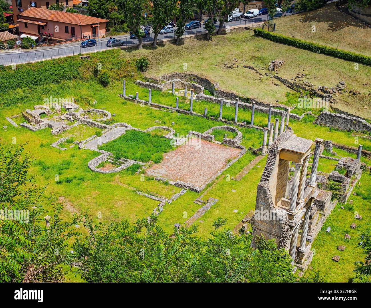 Volterra, Tuscany. The Roman theatre ruins in Volterra, medieval Tuscan ...