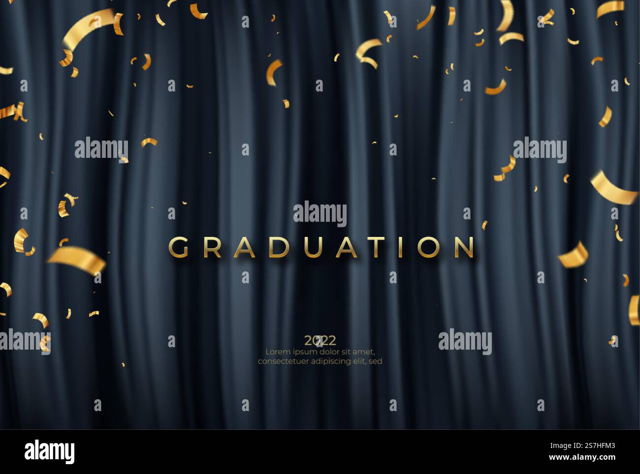 Congratulations Graduate template with golden ribbons and confetty on ...