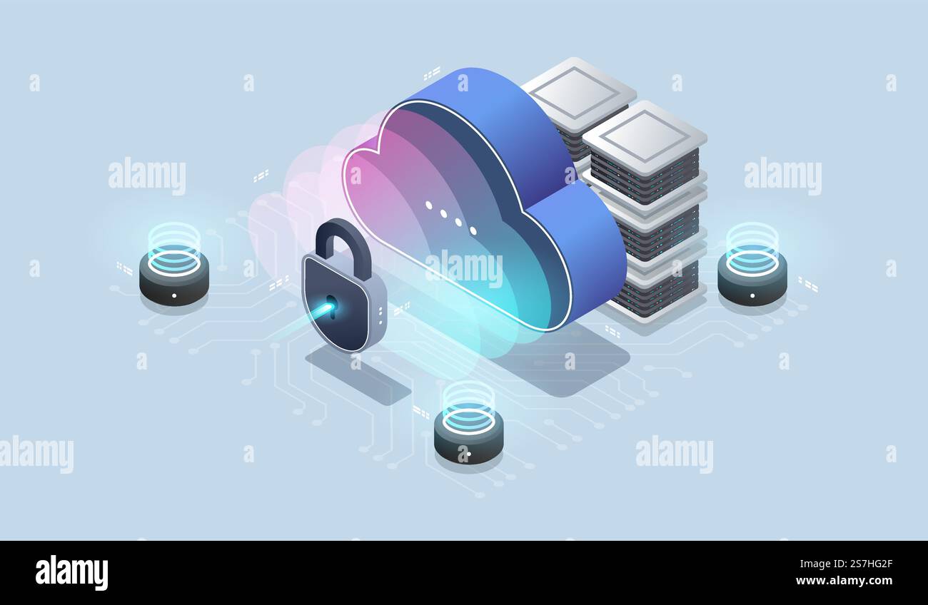 Modern cloud technology and networking concept. Cloud database ...