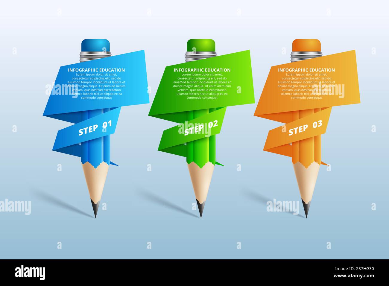 Education pencil Infographics step option Stock Vector Image & Art - Alamy
