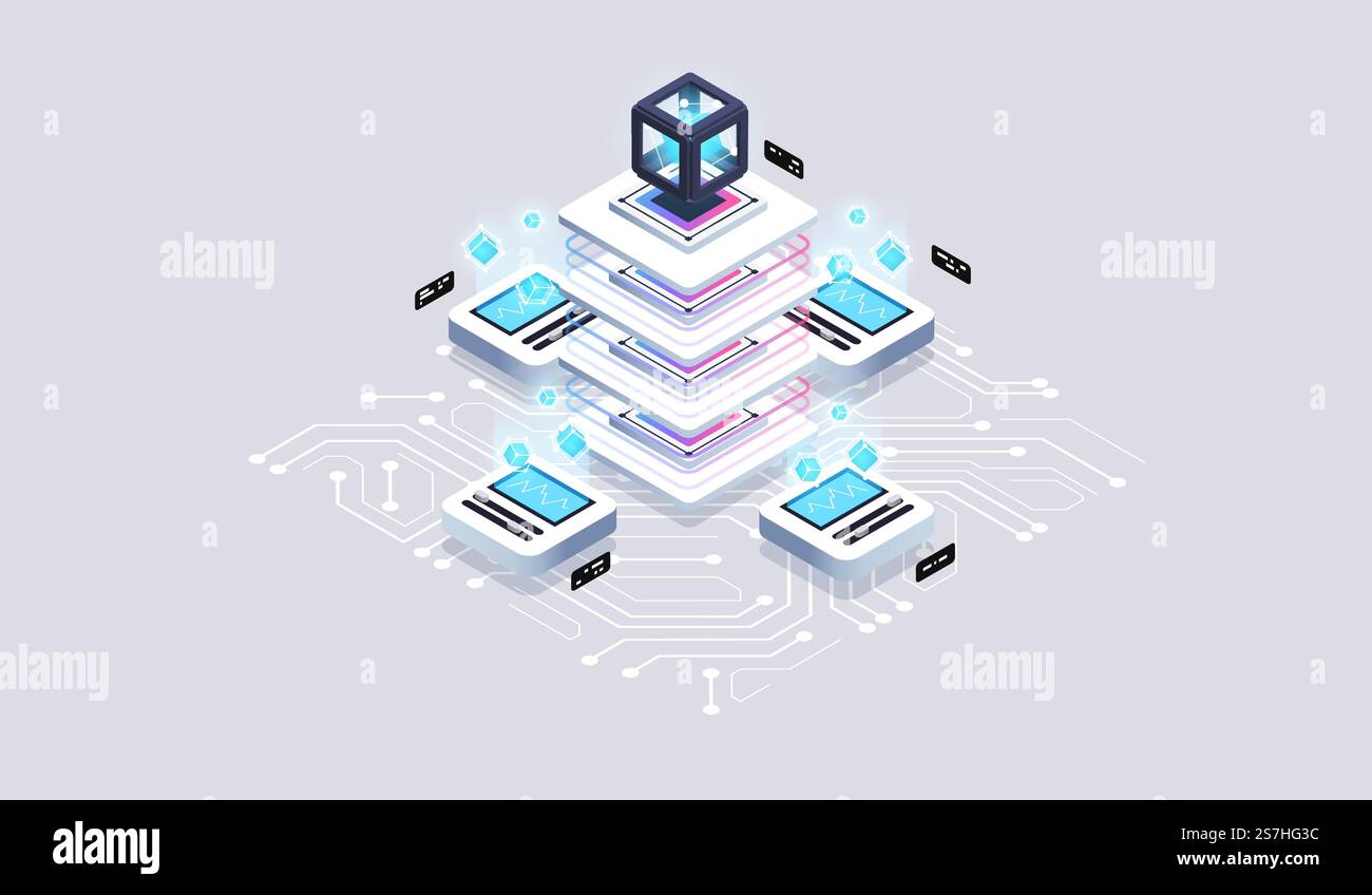 Data Visualization Concept 3d Isometric Vector Illustration