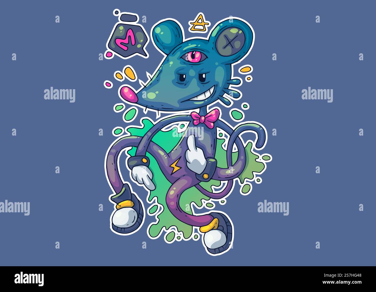 Creative Cartoon Illustration. Strange mouse in a funny pose Stock ...