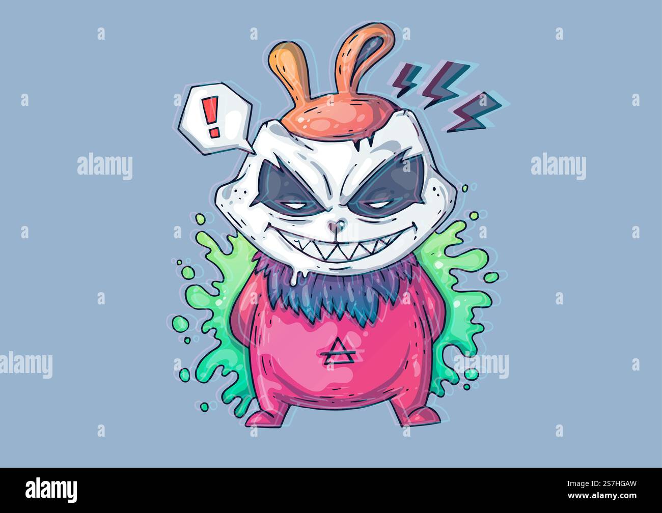 Creative Cartoon Illustration. Angry Bunny Monster Stock Vector Image ...