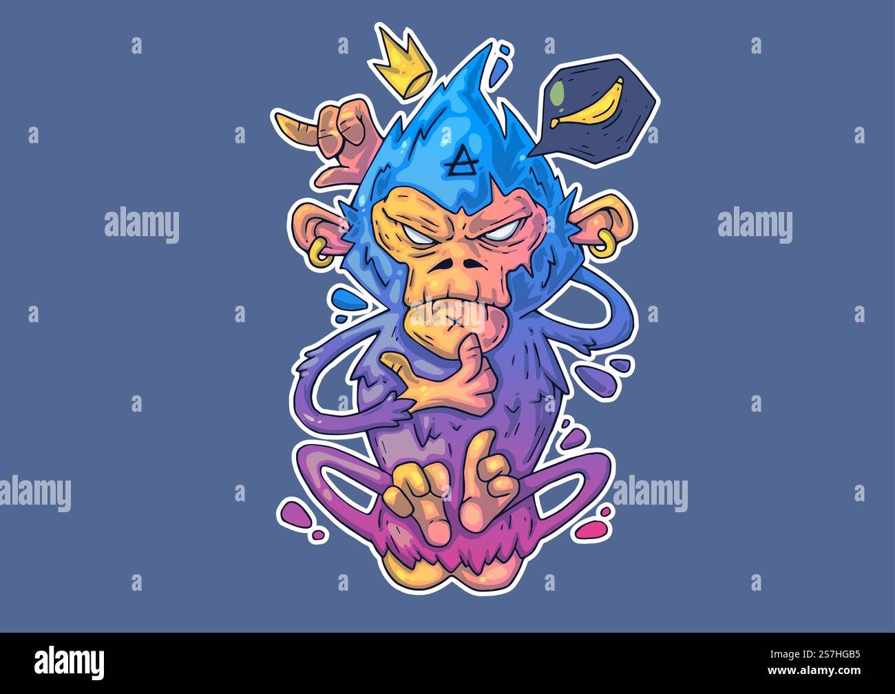 Creative Cartoon Illustration. Cool monkey in a funny pose Stock Vector ...