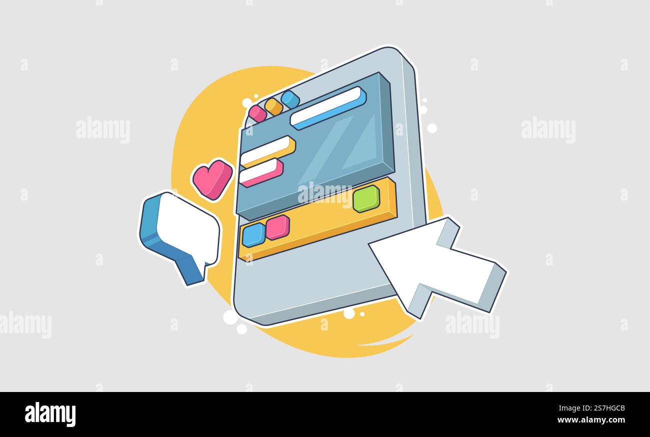 Abstract isometric concept app development. Innovation in UI and ...