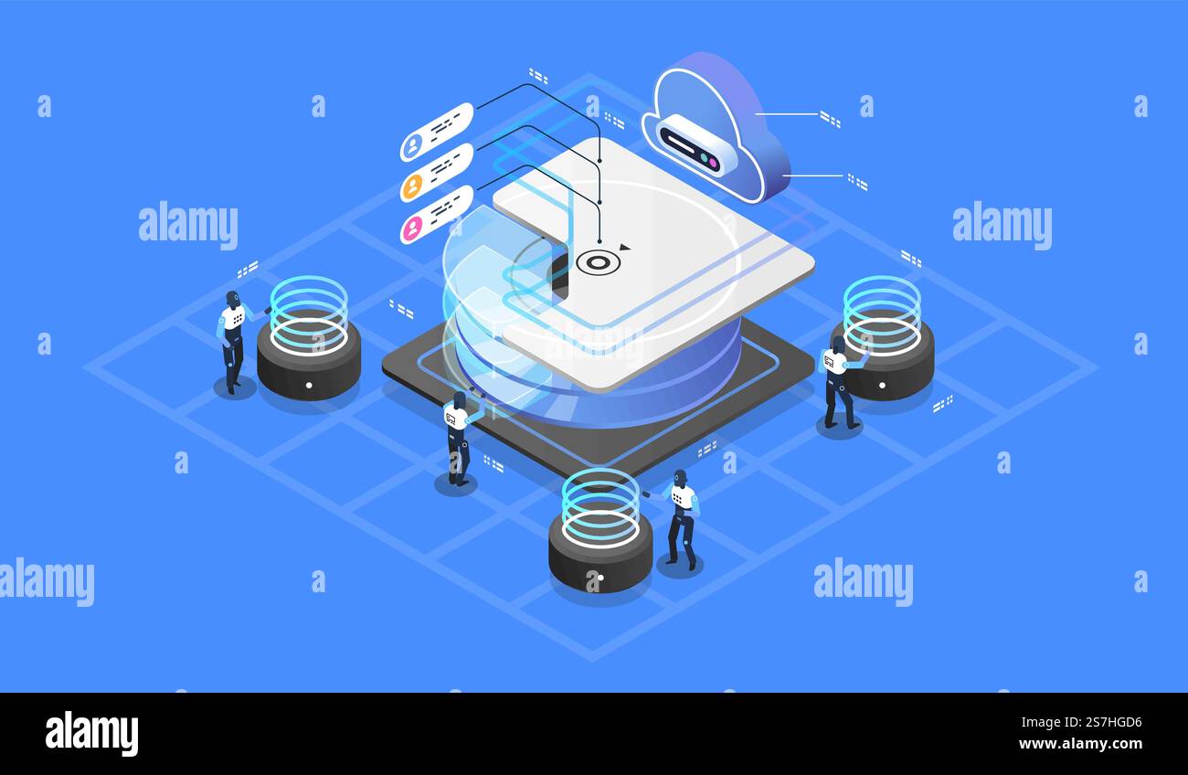 Modern cloud technology and networking concept. Cloud database ...
