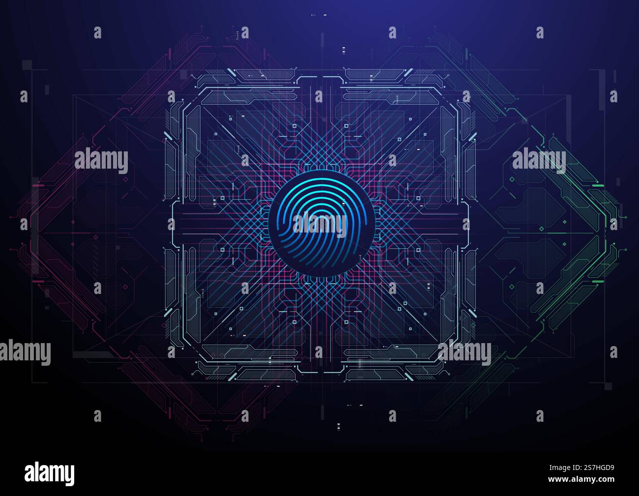 Biometric Identification or Recognition System of Person. Fingerprint scanning. Abstract virtual ...