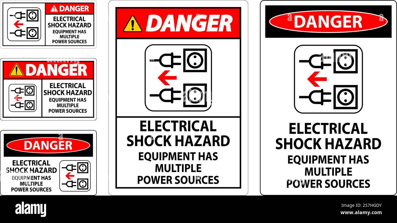 Danger Sign Electrical Shock Hazard, Equipment Has Multiple Power ...