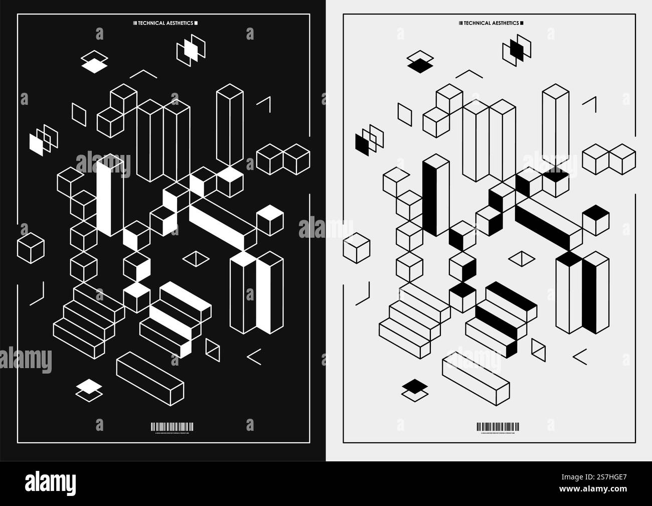 Abstract dark isometric posters for Web Design, Print, Presentation ...
