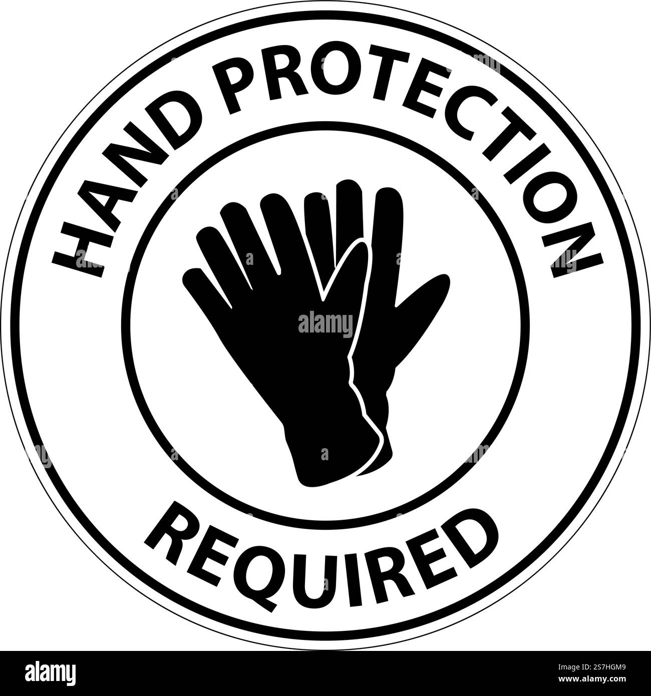 Notice Hand Protection Required Sign on white background Stock Vector ...