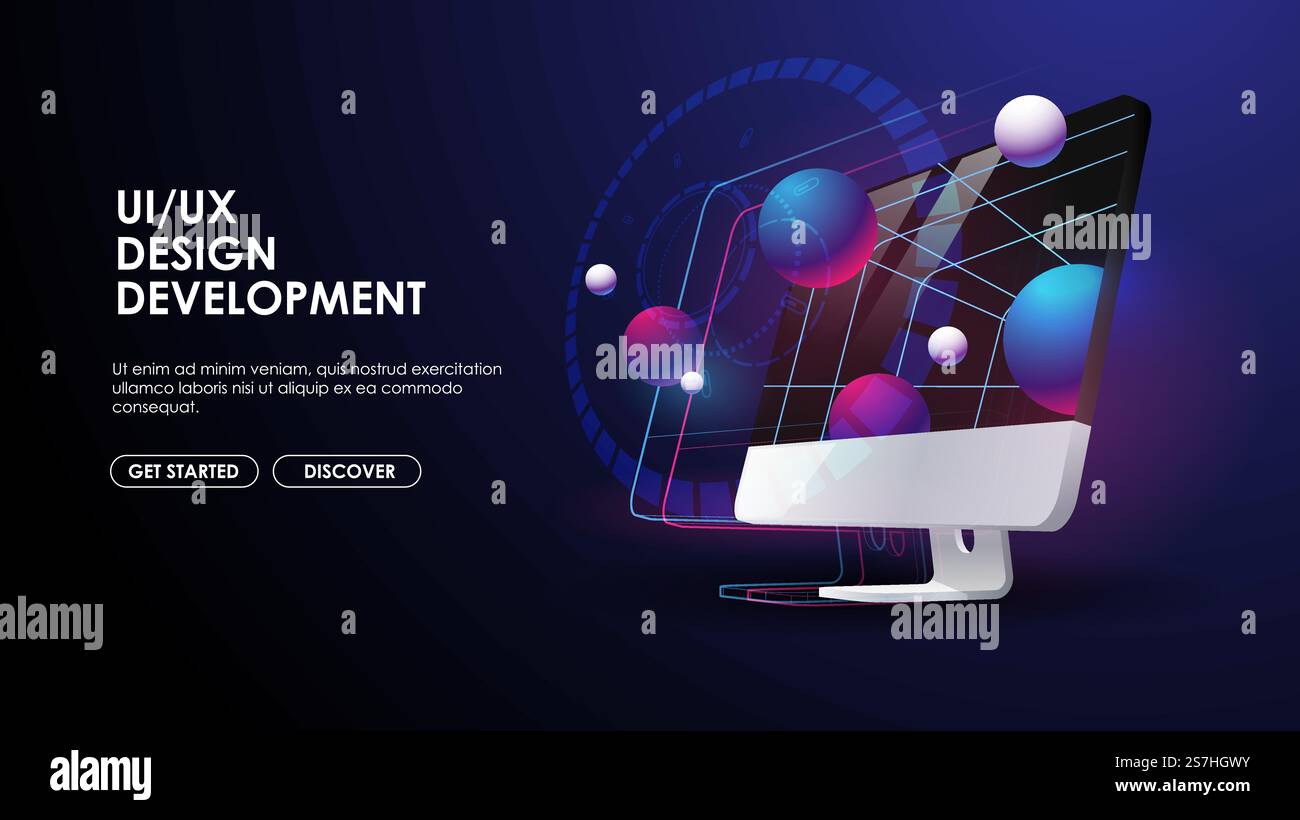 Computer monitor 3d vector illustration. UI and UX development ...