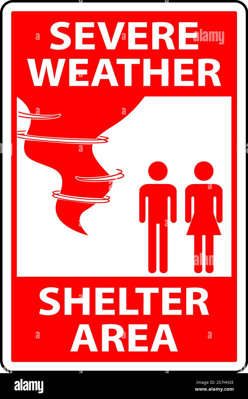 Severe Weather Shelter Area Sign On White Background Stock Vector Image ...