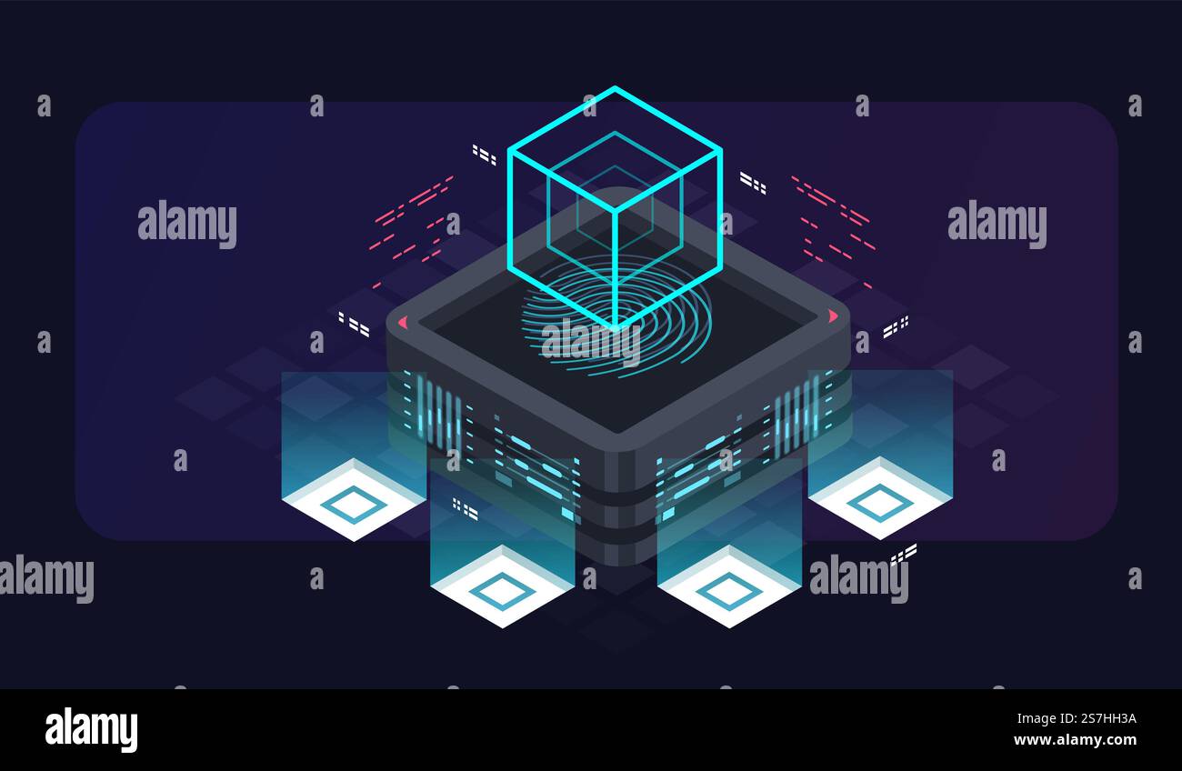 Hosting server isometric vector illustration. Digital service or app ...